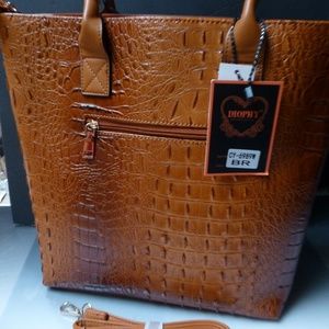 Diophy | Bags | Diophy Faux Crocodile Leather Tote Bag Nwt | Poshmark